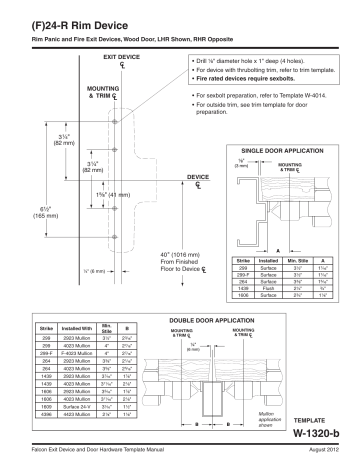 Falcon (F)24-R Rim Device Wood Door Template | Manualzz