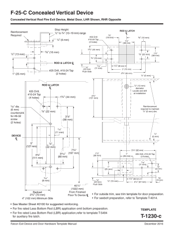 Falcon F-25-C Concealed Vertical Device Metal Door Template | Manualzz