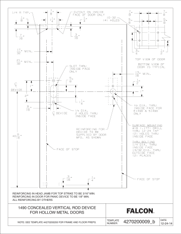 Falcon 1490 Concealed Vertical Rod Device Template | Manualzz