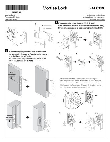 Falcon Mortise Lock Guide d'installation | Manualzz