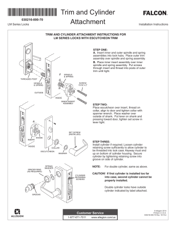 Falcon Mortise Lock-Lever Trim IS Instructions | Manualzz