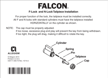 Falcon F-Lock and N-Lock Tailpiece Installation Instructions | Manualzz
