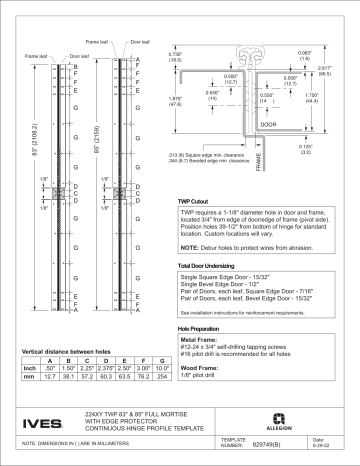 Ives 83" & 85" 224XY TWP Template | Manualzz
