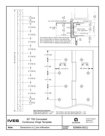Ives 705 Concealed 83" Continuous Hinge Template | Manualzz