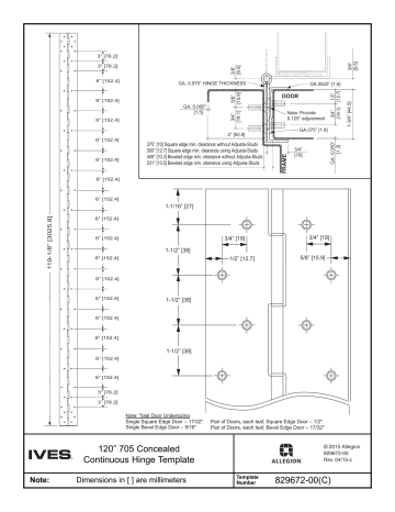 Ives 705 Concealed 120" Continuous Hinge Template | Manualzz