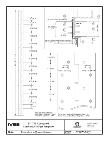 Ives 715 Concealed 83" Continuous Hinge Template | Manualzz