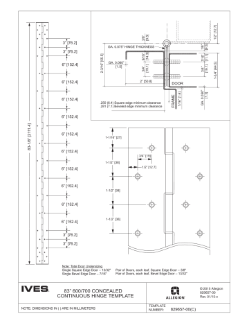 Ives 600/700 Concealed 83" Continuous Hinge Template | Manualzz