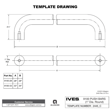 Ives 9100 Push Bar Template | Manualzz