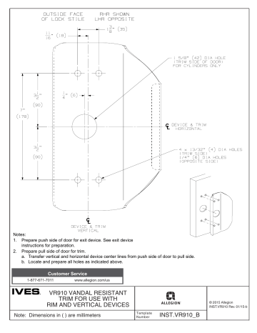Ives VR910 Vandal Resistant Trim Template | Manualzz