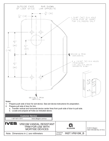 Ives VR910M Vandal Resistant Trim Template | Manualzz