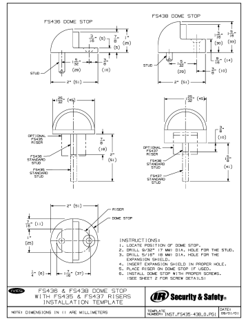Ives FS436 & FS438 Dome Stop Template | Manualzz