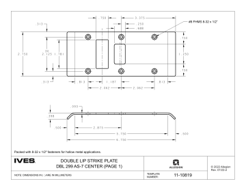 Ives DBL 299 AS-7 Center Template | Manualzz