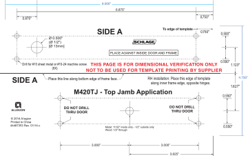 Schlage M400-Series M420TJ Top Jamb Application Template | Manualzz