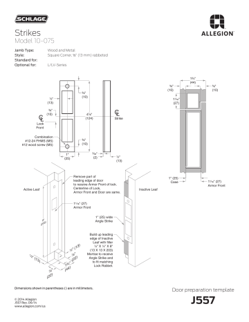 Schlage 10-075 Strike Template | Manualzz