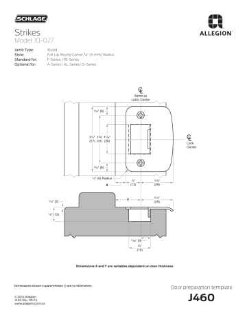 Schlage 10-027 Strike Template | Manualzz