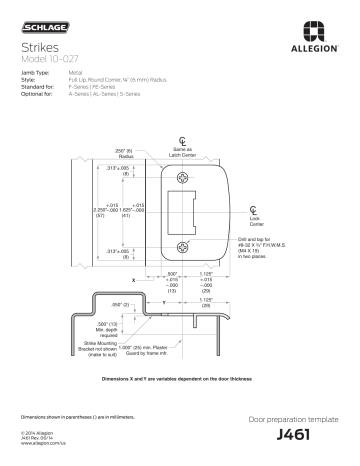 Schlage 10-027 Strike Template | Manualzz