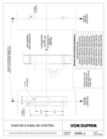 Von Duprin E360T-BE and E360L-BE Control Template | Manualzz