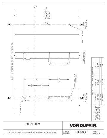 Von Duprin 608 NL Trim Template | Manualzz