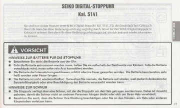 Seiko Stoppuhr "S141" Bedienungsanleitung | Manualzz