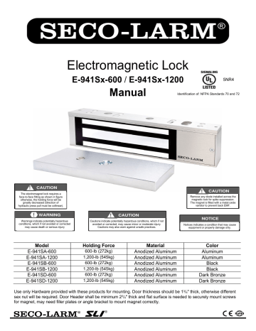 SECO-LARM E-941SB-600 Single Door Maglock – 600-lb Holding Force, UL ...