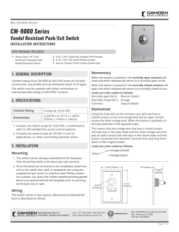 Camden CM-9000 Series Manual | Manualzz