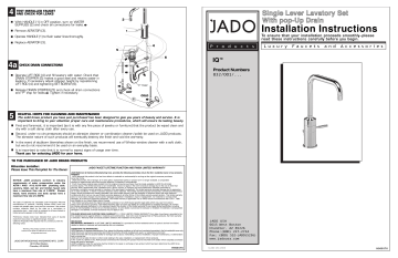 Jado IQ Single Hole Lavatory Installation Instructions | Manualzz
