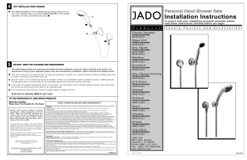 Jado Hand Shower Installation Instructions | Manualzz