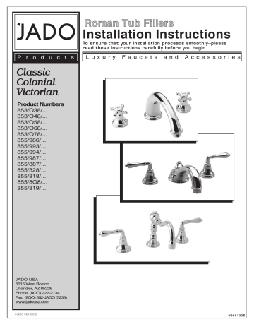 Jado Pressure Balanced Shower Set Installation Instructions | Manualzz