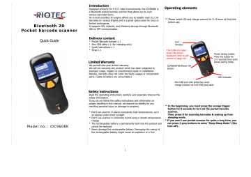 Riotec iDC9608K Quick guide | Manualzz