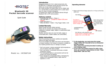 Riotec iDC9607LW Quick guide | Manualzz
