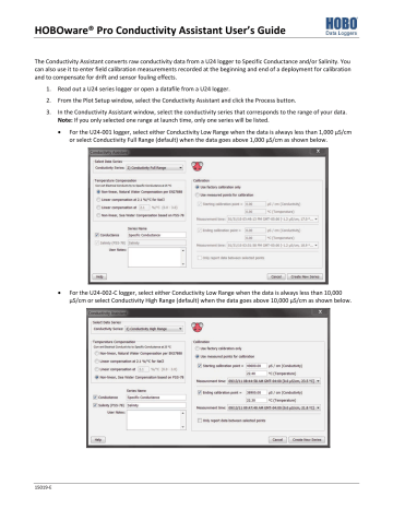 HOBO HOBOware Pro Conductivity Assistant User's guide | Manualzz