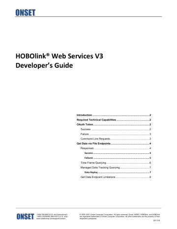 HOBO HOBOlink® Web Services V3 Developer’s Guide | Manualzz