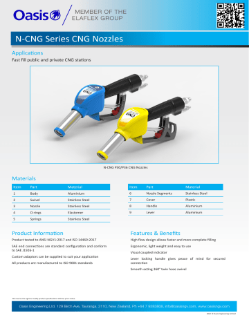 Oasis N-CNG Series - CNG Nozzle Instruction Manual | Manualzz
