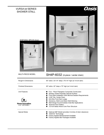 Oasis SH4P-6032 Shower Stall Specifications | Manualzz