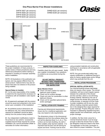 Oasis SHMD-6238 Shower Stall Installation Manual | Manualzz