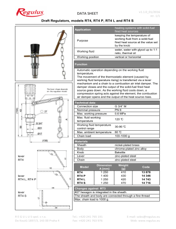 Regulus RT4 S Draft Regulator Technical Data Sheet | Manualzz
