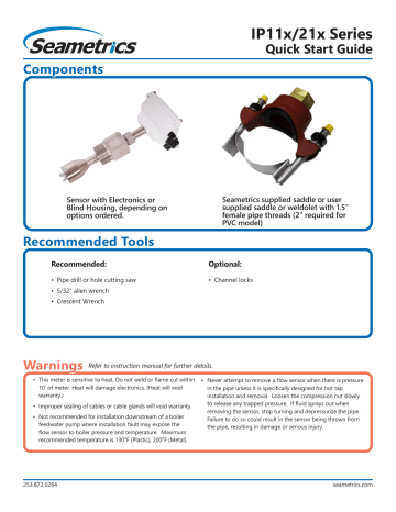 Seametrics IP11x-21x Flow Meter Quick Start Guide | Manualzz