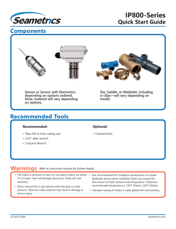 Seametrics IP800 Flow Meter Quick Start Guide | Manualzz
