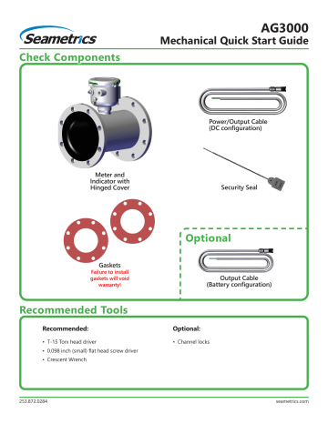Seametrics AG3000 Flow Meter Quick Start Guide | Manualzz
