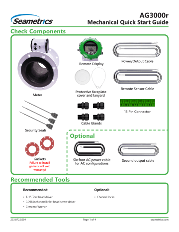Seametrics AG3000r Flow Meter Quick Start Guide | Manualzz