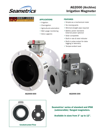 Seametrics AG2000 Specification Sheet | Manualzz