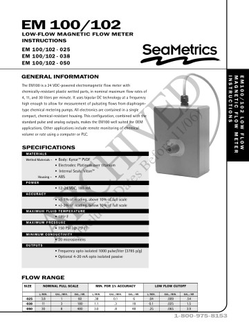 Seametrics EM100/102 Instructions | Manualzz