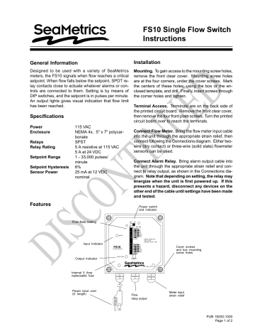 Seametrics FS10 Instructions | Manualzz