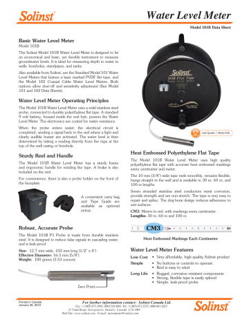 Solinst 101B Water Level Meter Datasheet | Manualzz