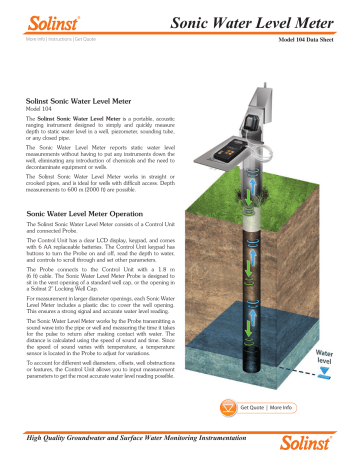 Solinst 104 Sonic Water Level Meter Datasheet | Manualzz