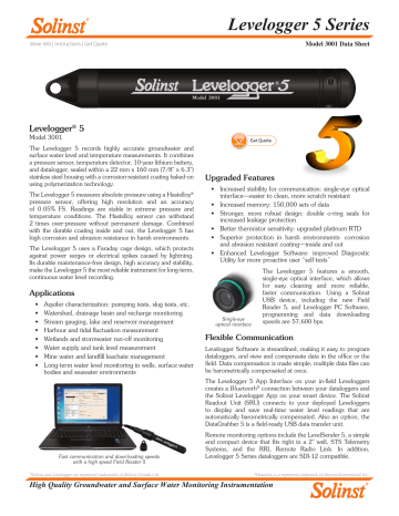 Solinst 3001 Barologger 5 Datasheet | Manualzz