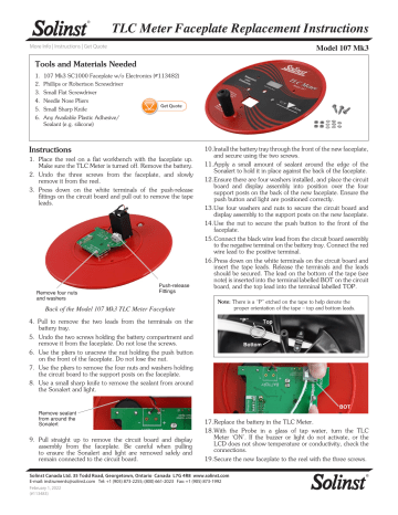 Solinst 107 TLC Meter Instructions | Manualzz