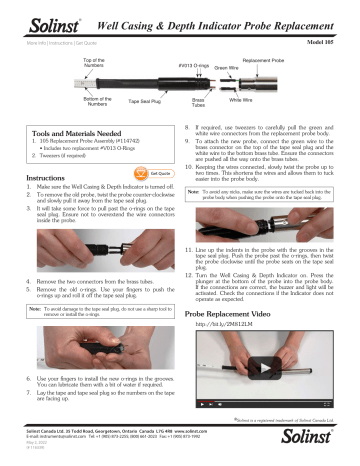 Solinst 105 Well Casing & Depth Indicator Instructions | Manualzz