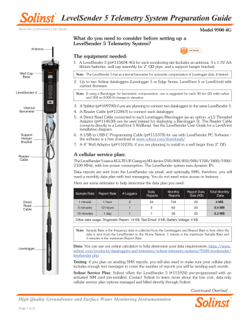 Solinst 9500 LevelSender 5 Instructions | Manualzz