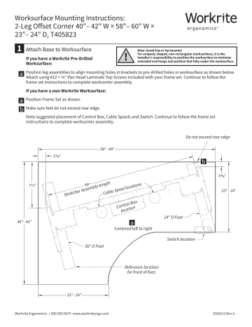 Workrite 2-Leg Offset Corner 40″-42″Wx58″-60″ Wx23″-24″D, T405823 ...